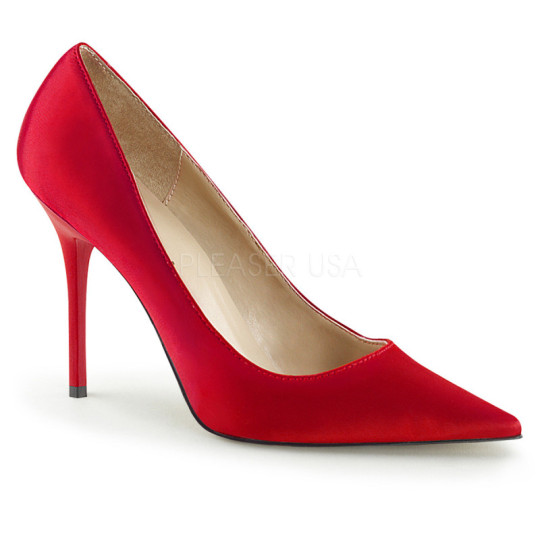 Red Satin Pumps - Large Size | Rigazo