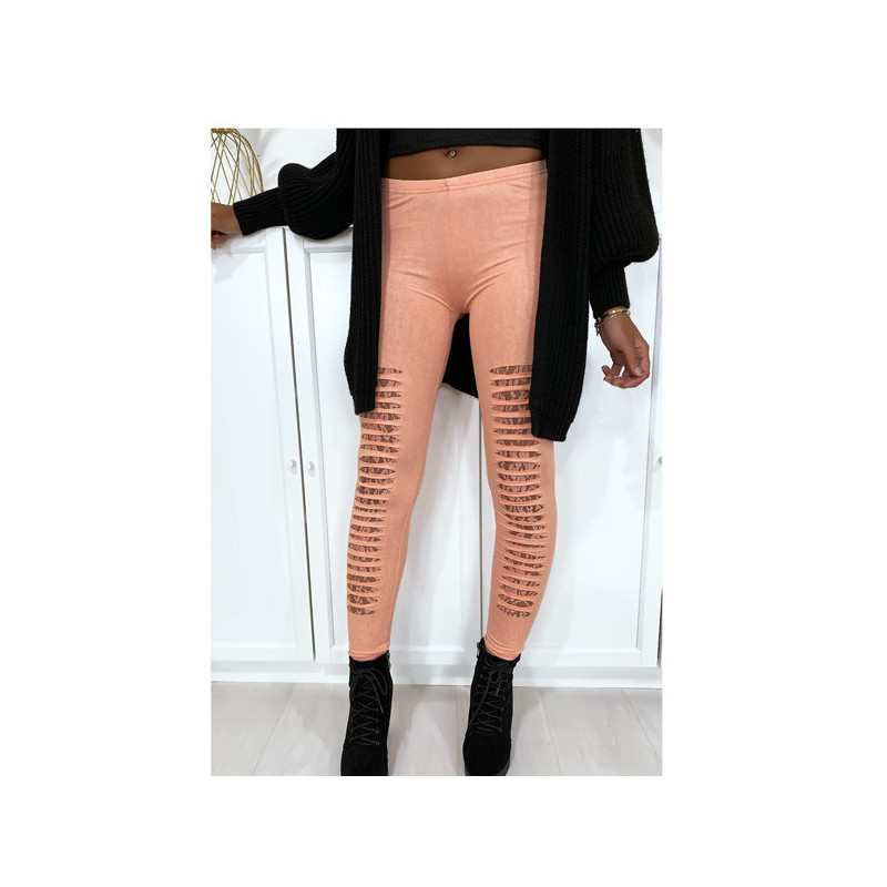 Pink Legging Ripped Effect Rigazo